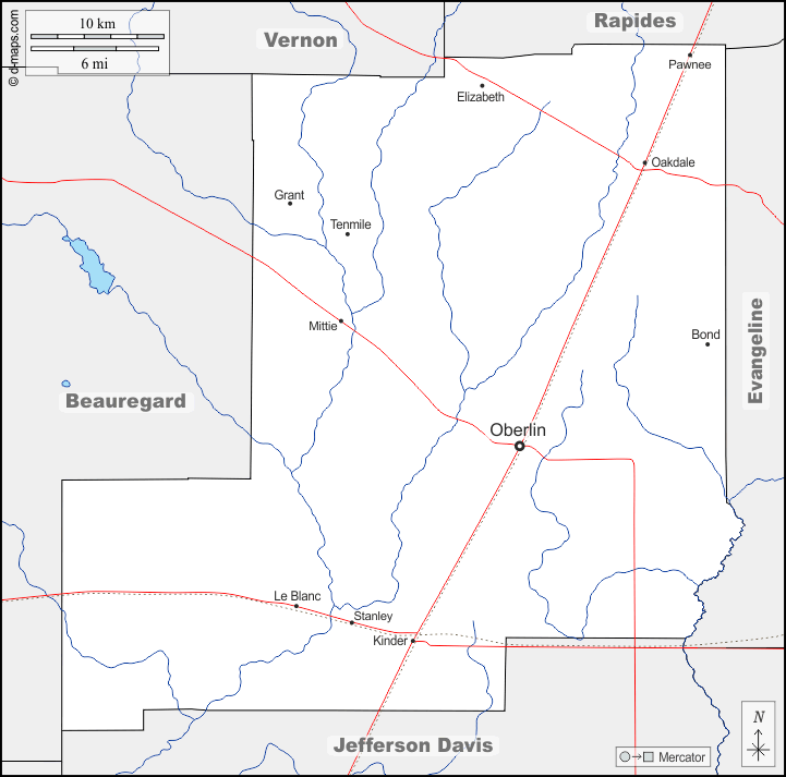 Allen parish free map, free blank map, free outline map, free base map ...