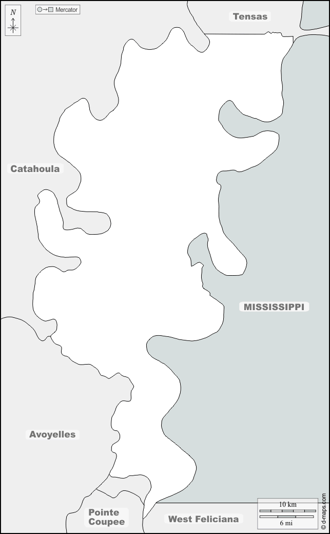 Concordia parish free map, free blank map, free outline map, free base ...