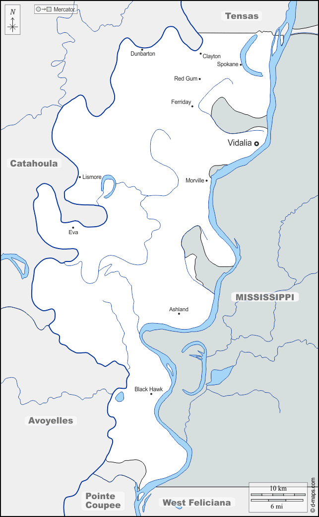 Concordia parish, d-maps.com: free map, free blank map, free outline ...