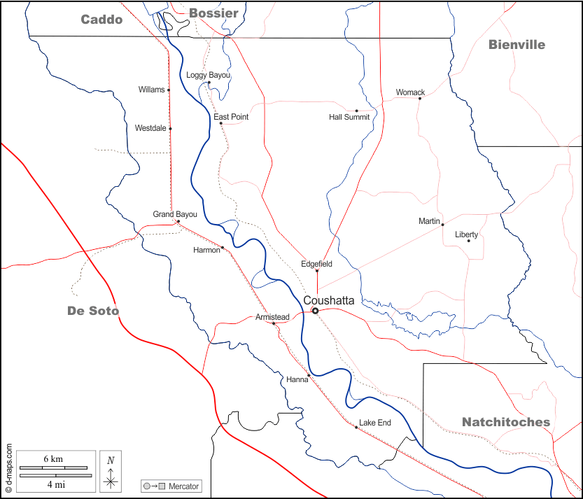 Red River parish free map, free blank map, free outline map, free base ...
