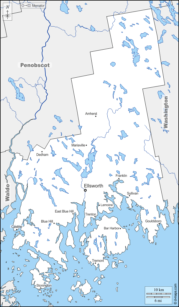 Hancock County, d-maps.com: free map, free blank map, free outline map ...