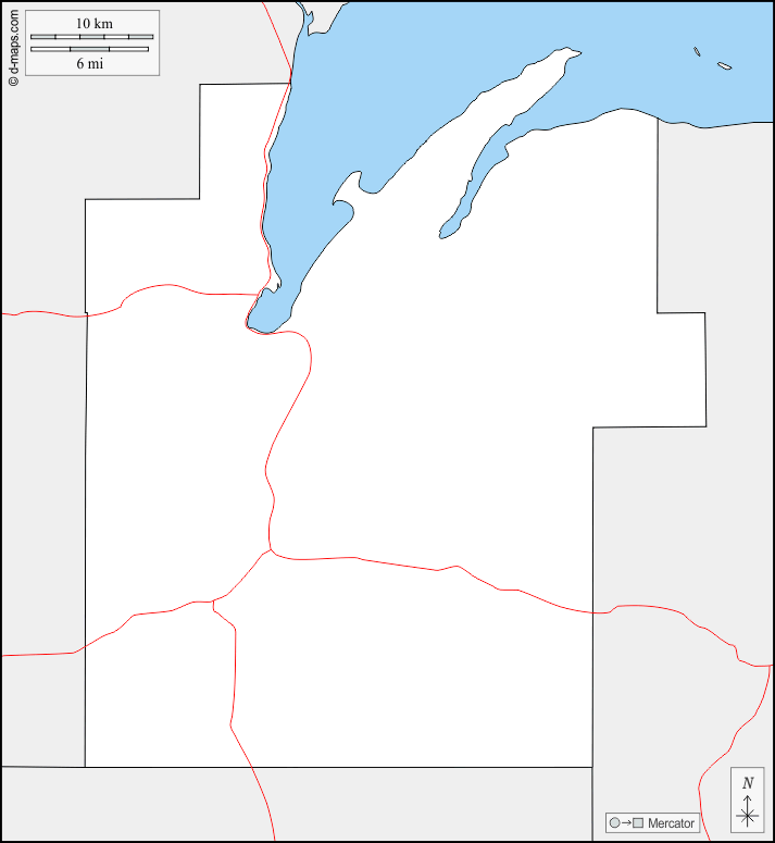 Condado de Baraga Mapa gratuito, mapa mudo gratuito, mapa en blanco ...