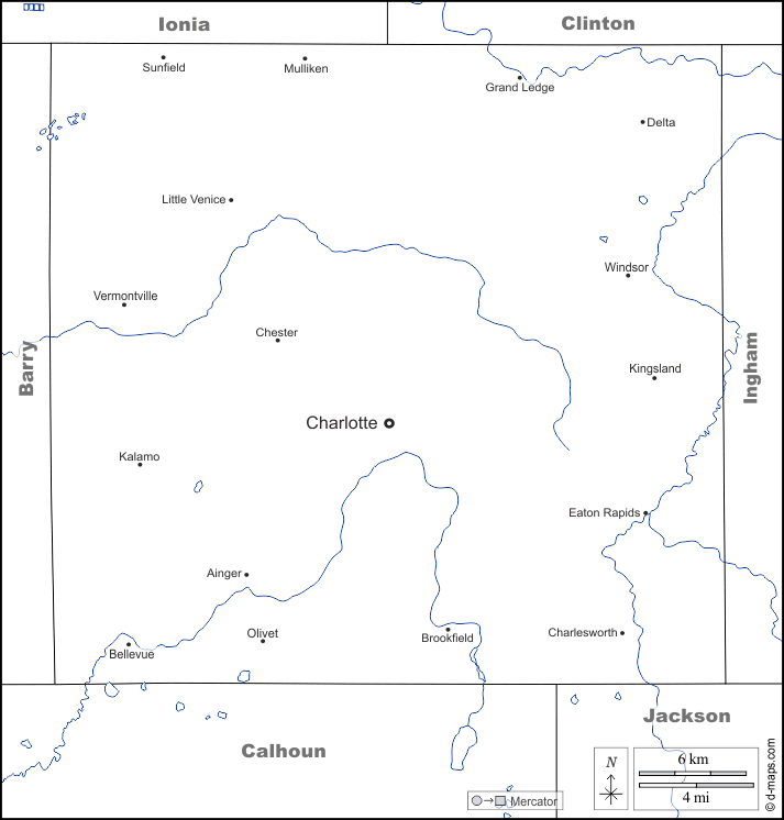 Eaton County, d-maps.com: free map, free blank map, free outline map ...