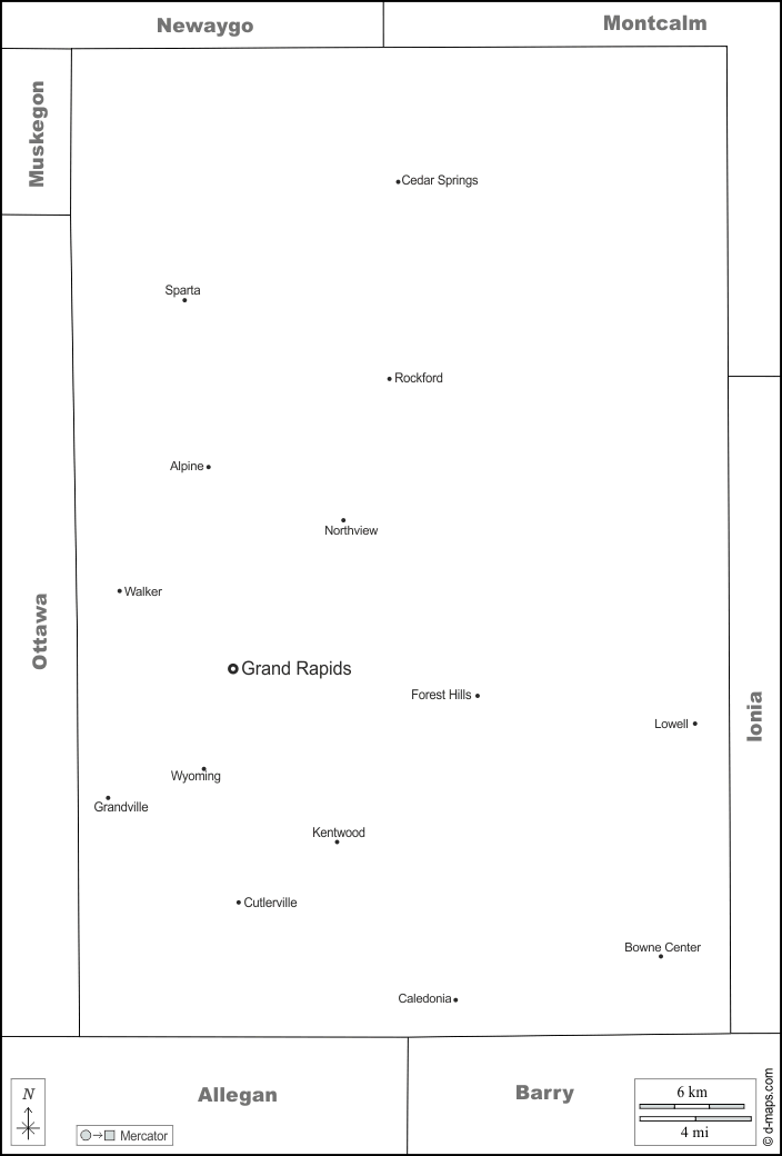 Kent County, d-maps.com: free map, free blank map, free outline map ...
