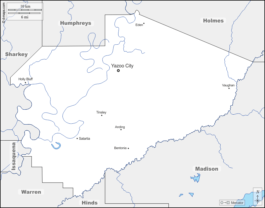 Yazoo County free map, free blank map, free outline map, free base map ...