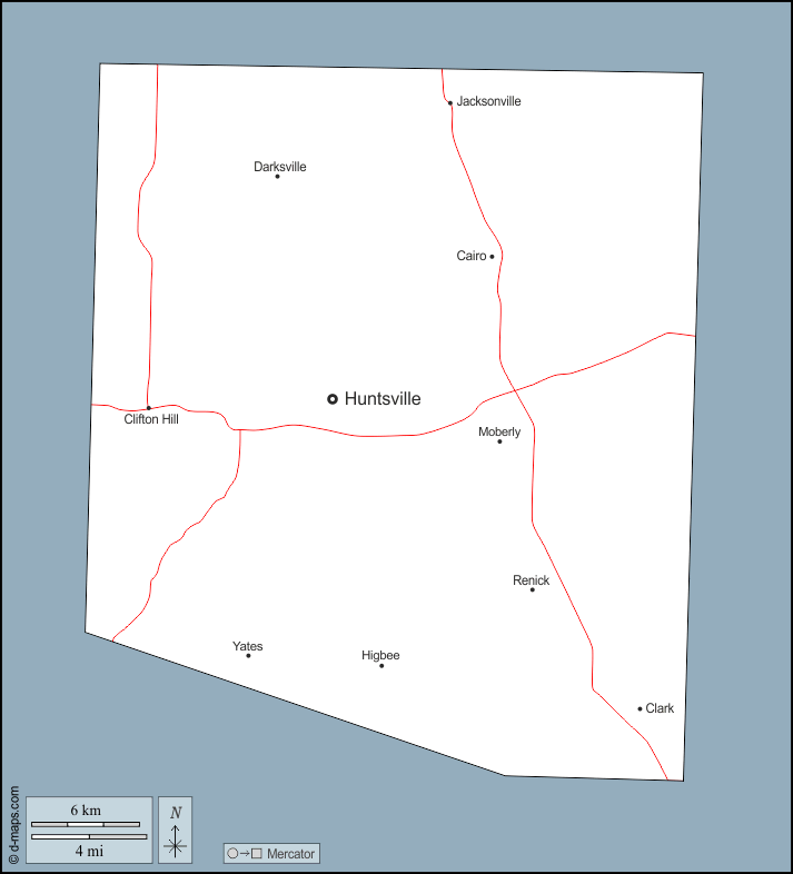 Randolph County, d-maps.com: free map, free blank map, free outline map ...
