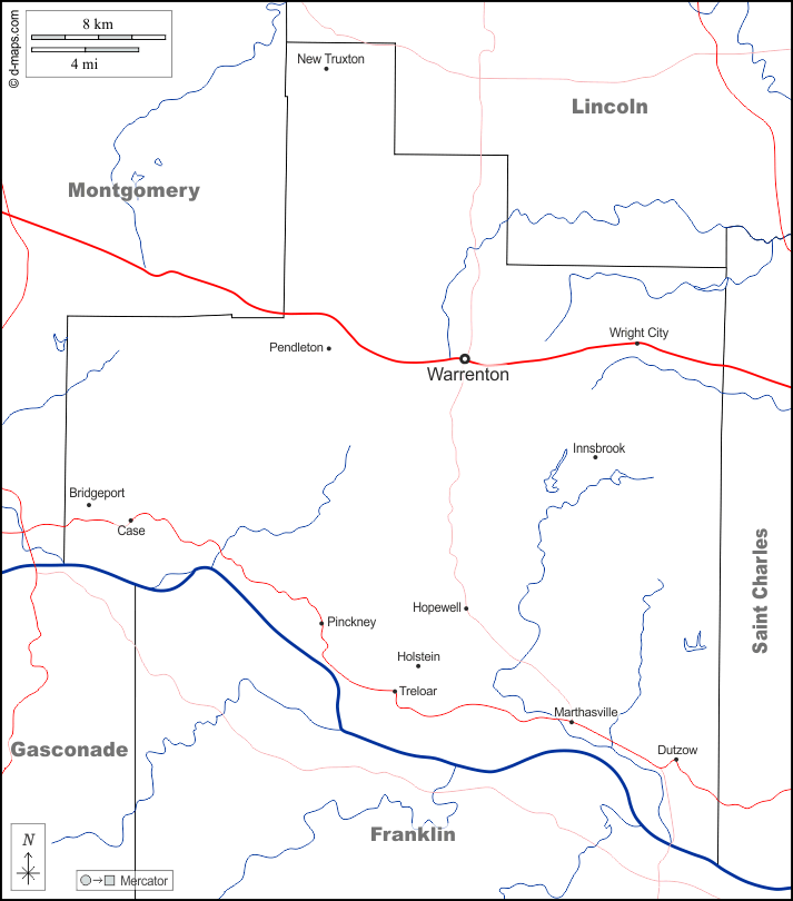 Condado de Warren, d-maps.com: mapa gratuito, mapa mudo gratuito, mapa ...