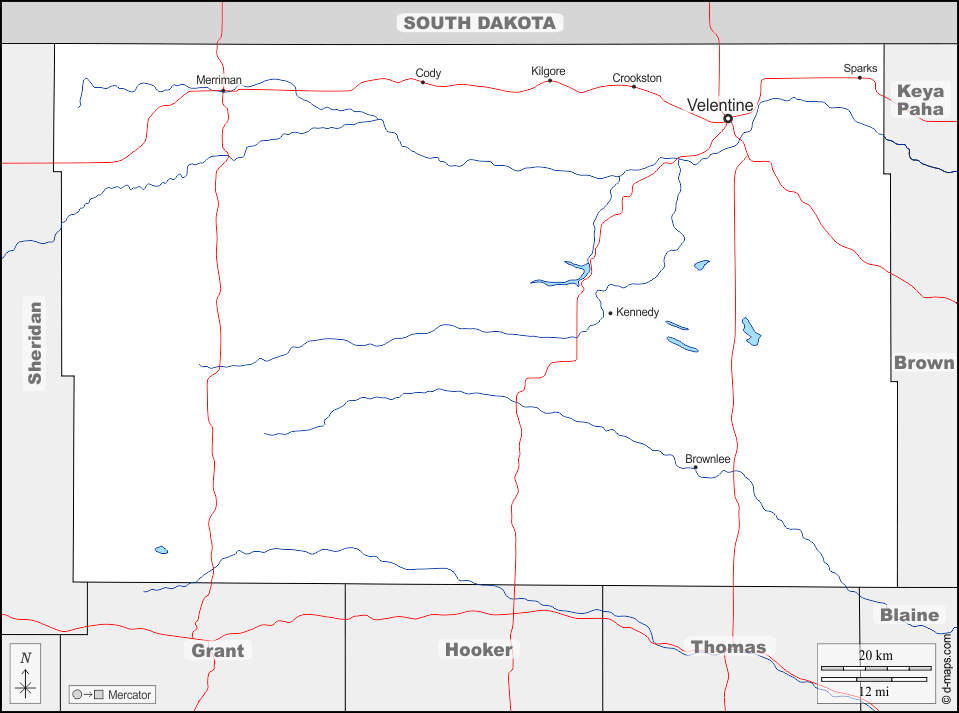 Cherry County, d-maps.com: free map, free blank map, free outline map ...