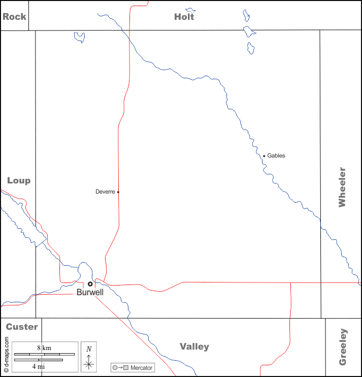 Garfield County, d-maps.com: free map, free blank map, free outline map ...