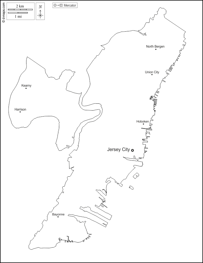 Hudson County free map, free blank map, free outline map, free base map ...