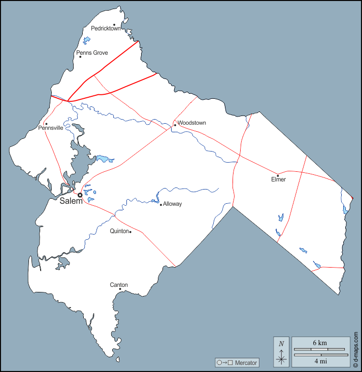Salem County, d-maps.com: Kostenlose Karten, kostenlose stumme Karte ...