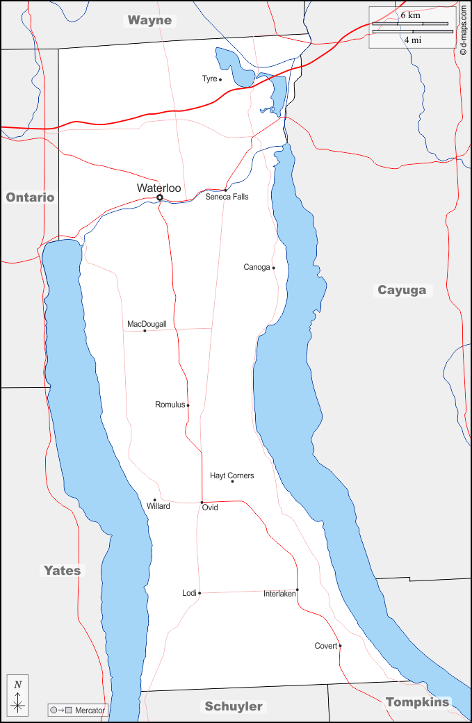 Seneca County, d-maps.com: free map, free blank map, free outline map ...