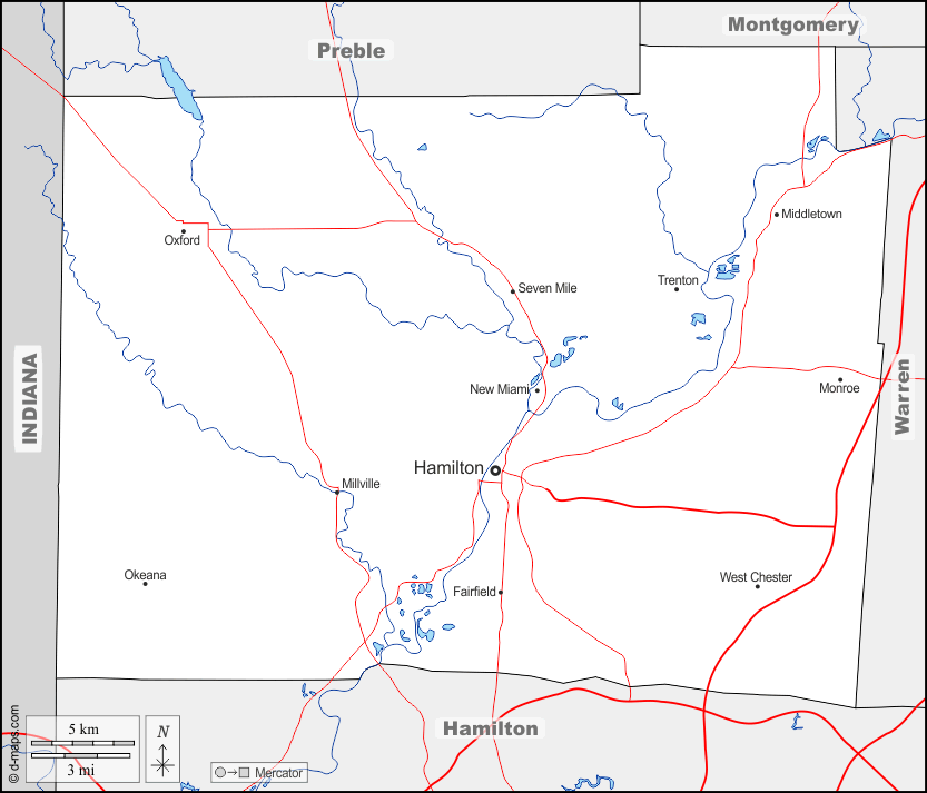 Butler County, d-maps.com: free map, free blank map, free outline map ...