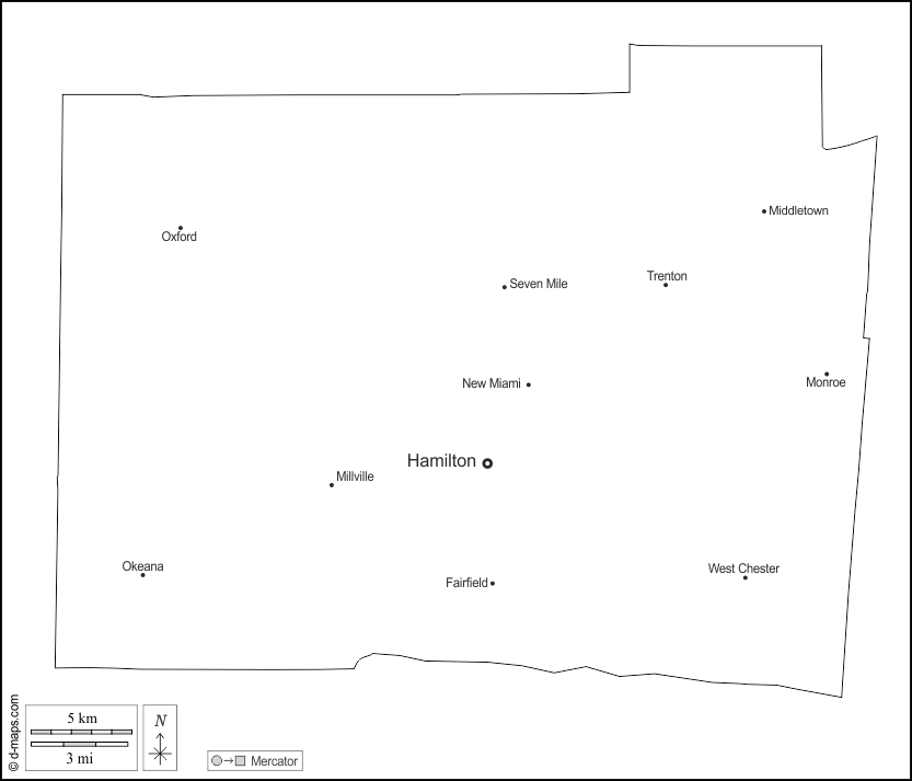 Butler County, d-maps.com: free map, free blank map, free outline map ...