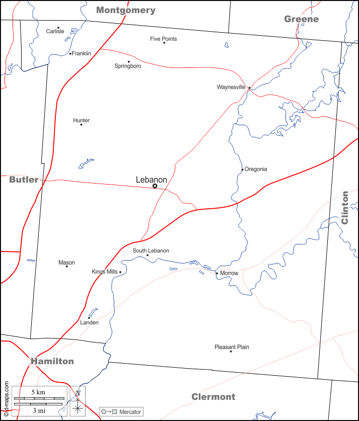 Condado de Warren, d-maps.com: mapa livre, mapa em branco livre, mapa ...