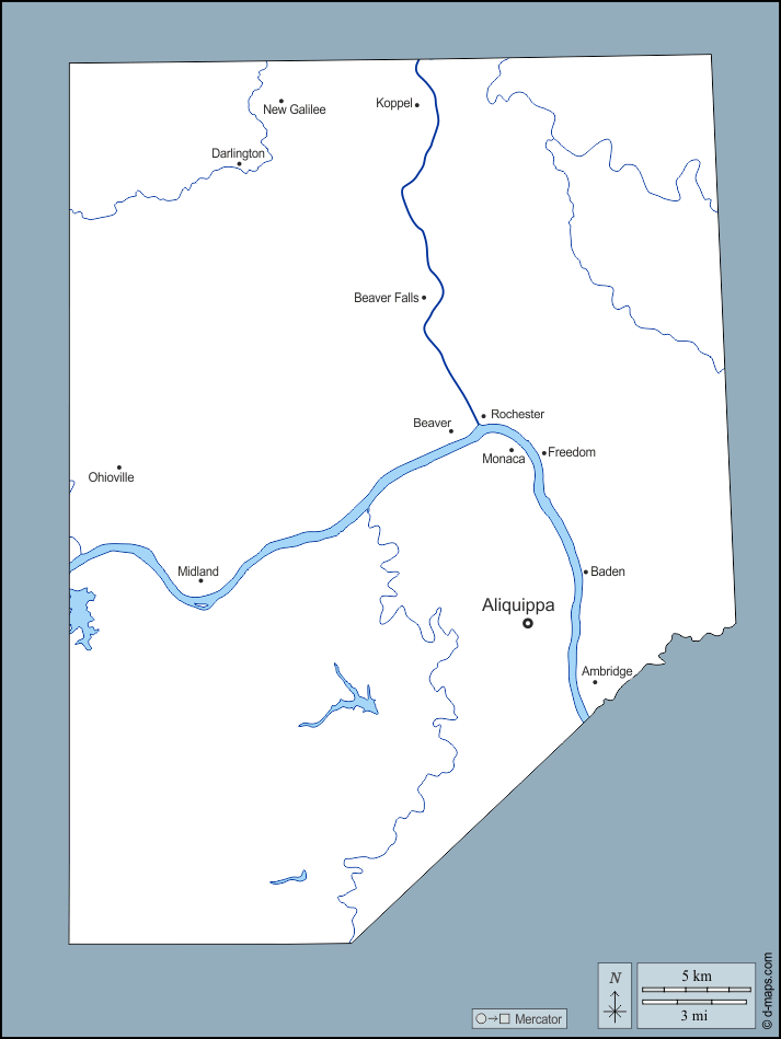 Beaver County, d-maps.com: free map, free blank map, free outline map ...