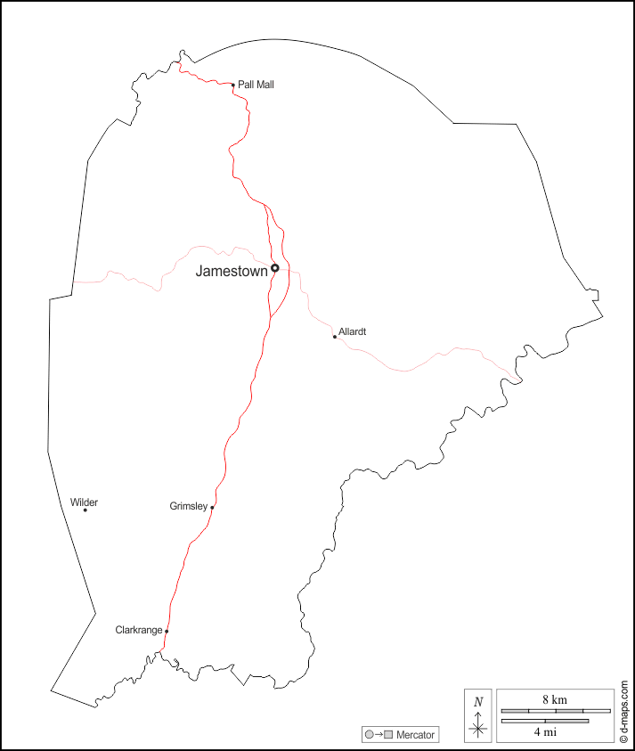 Fentress County, d-maps.com: Kostenlose Karten, kostenlose stumme Karte ...