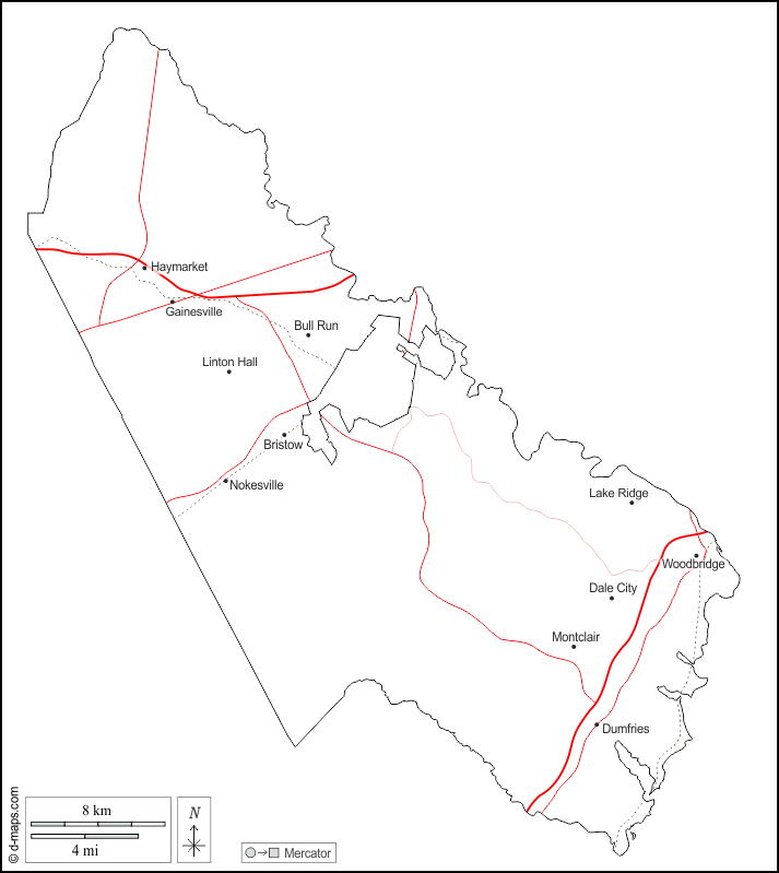 Prince William County, d-maps.com: free map, free blank map, free ...