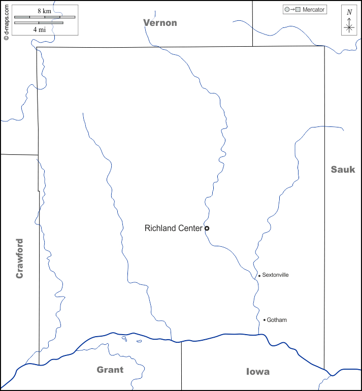 Richland County free map, free blank map, free outline map, free base ...