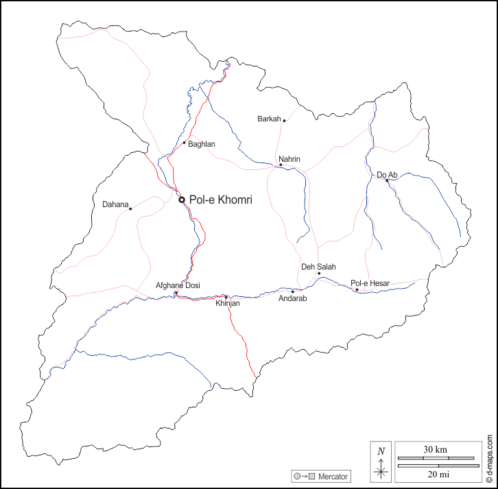 Baghlan Province, d-maps.com: free map, free blank map, free outline ...