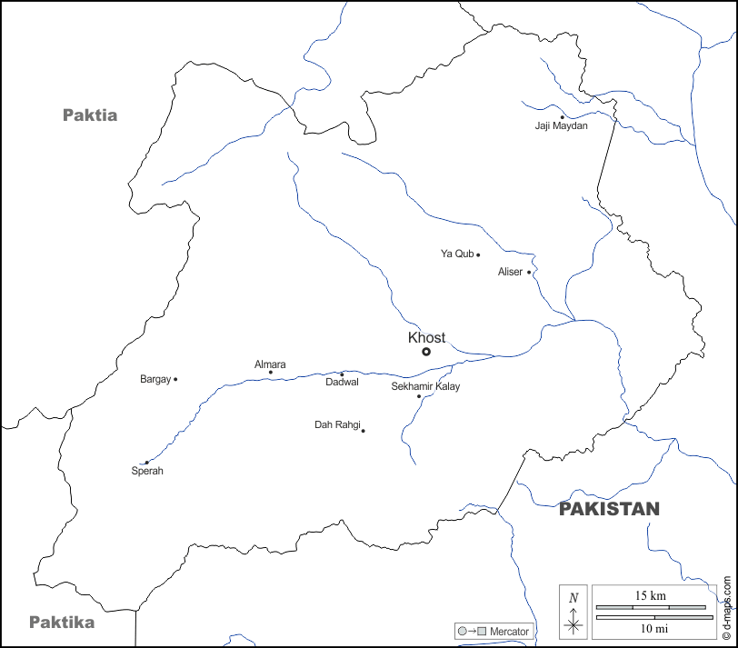 Khost, d-maps.com: free map, free blank map, free outline map, free ...