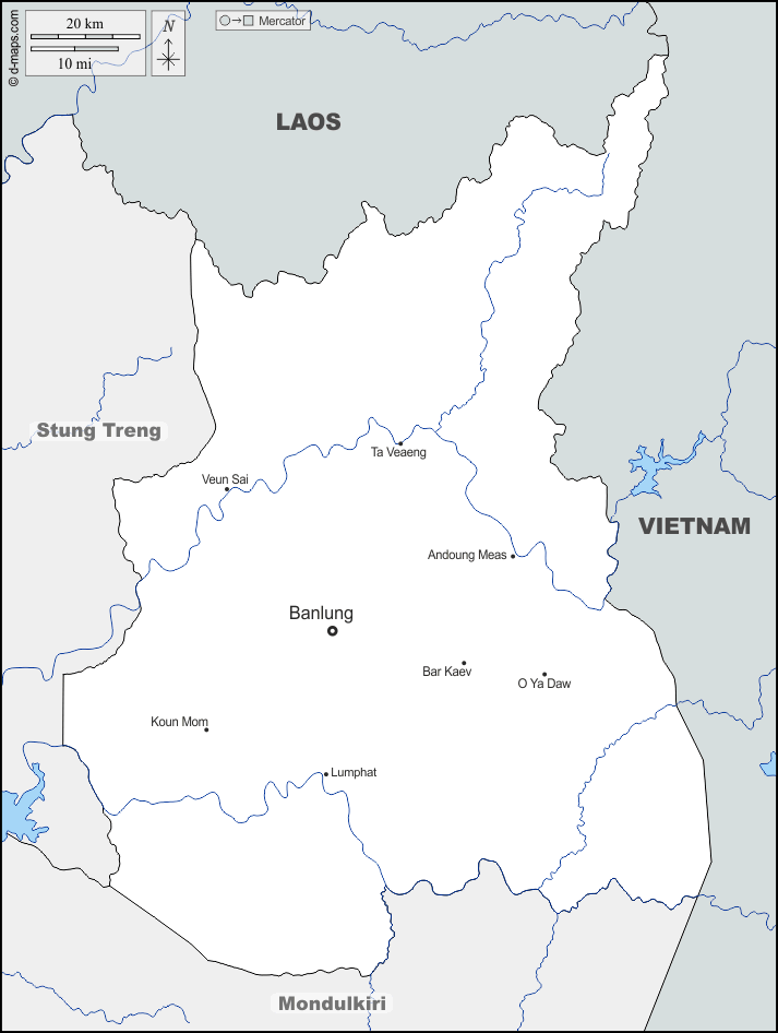 Ratanakiri carte géographique gratuite, carte géographique muette ...