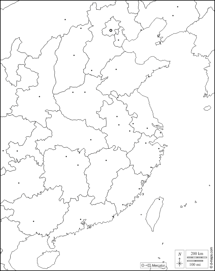 East China, d-maps.com: free map, free blank map, free outline map ...