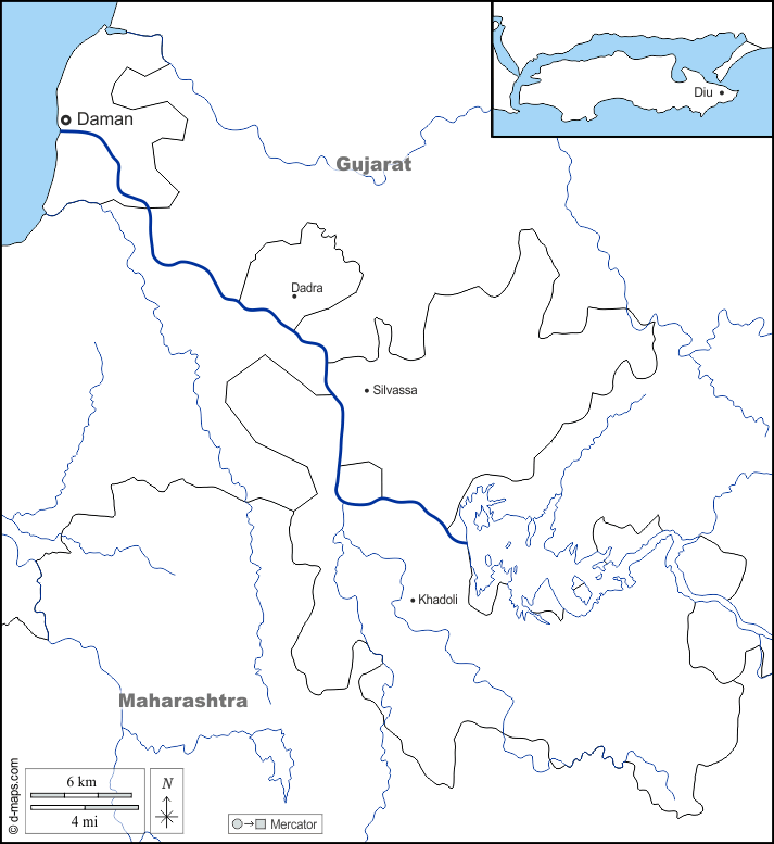 Dadra and Nagar Haveli and Daman and Diu, d-maps.com: free map, free ...