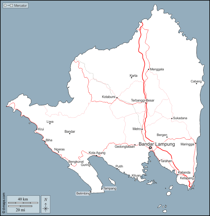Lampung, d-maps.com: free map, free blank map, free outline map, free ...