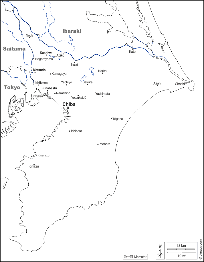 Chiba, d-maps.com: free map, free blank map, free outline map, free ...