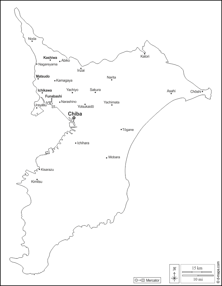 Chiba, d-maps.com: free map, free blank map, free outline map, free ...