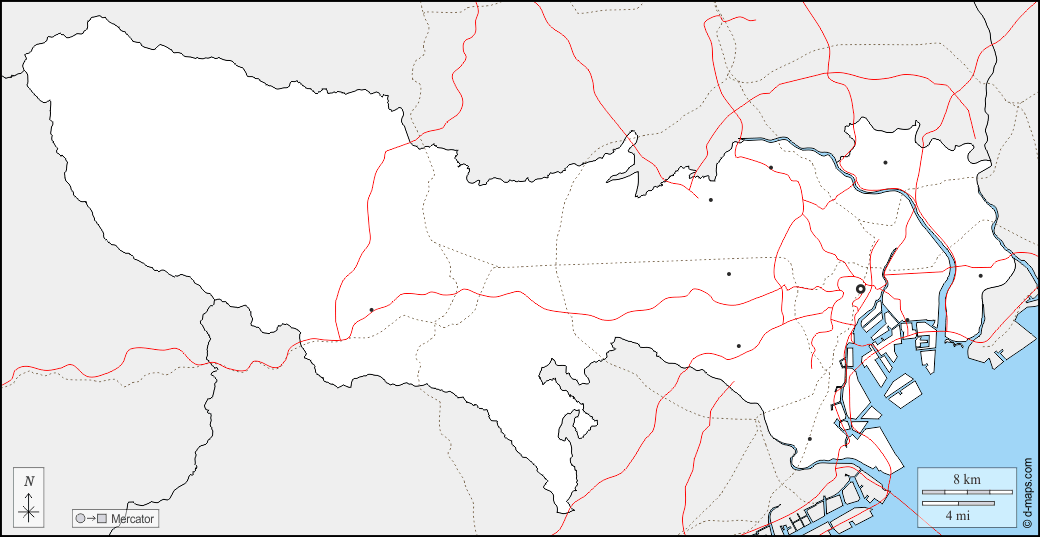 Tokyo, d-maps.com: free map, free blank map, free outline map, free ...