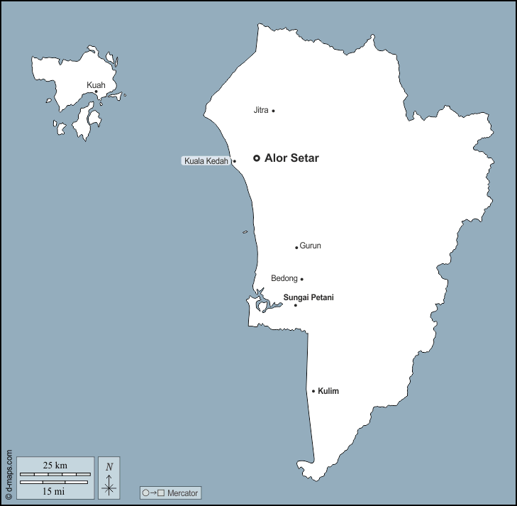 Kedah, d-maps.com: free map, free blank map, free outline map, free ...