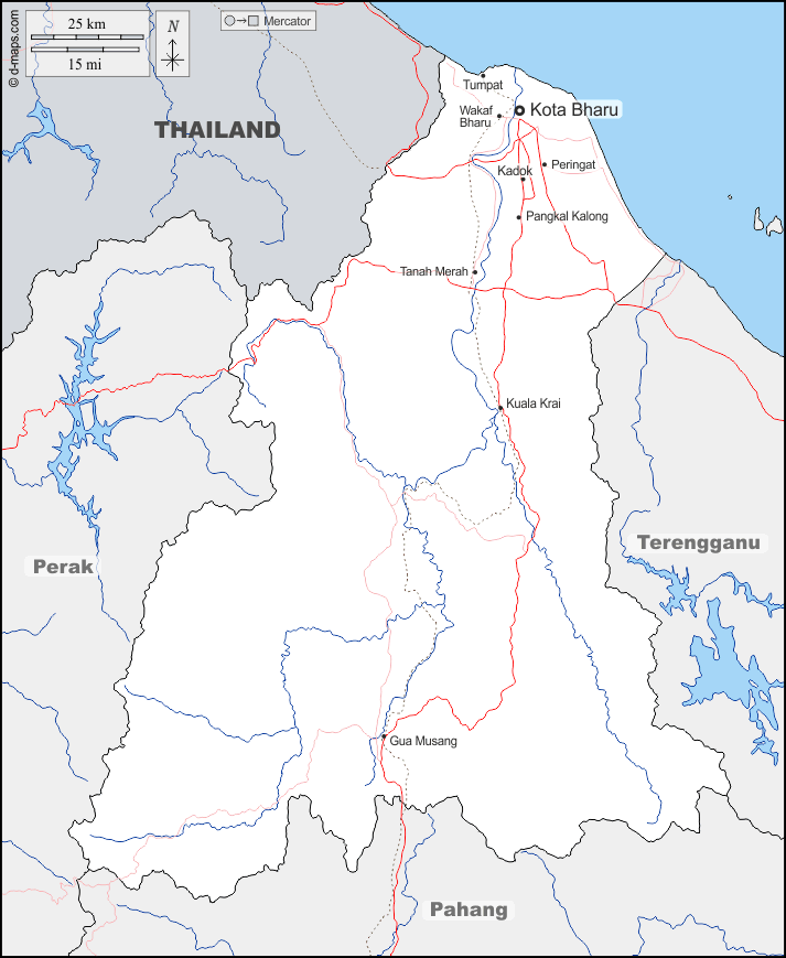 Kelantan, d-maps.com: free map, free blank map, free outline map, free ...