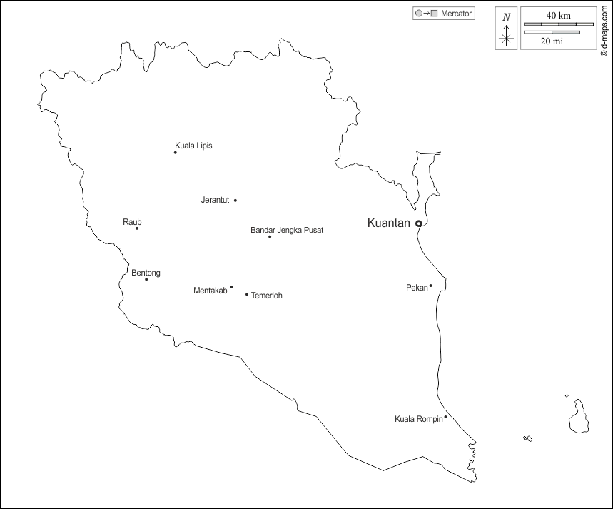 Pahang, d-maps.com: free map, free blank map, free outline map, free ...