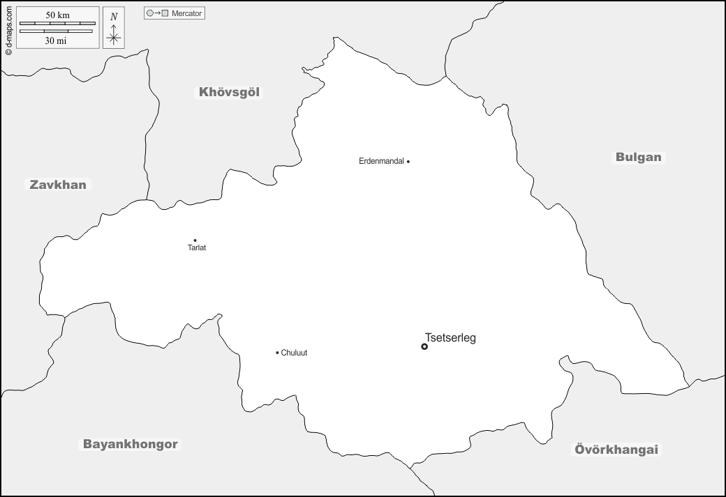 Arkhangai free map, free blank map, free outline map, free base map ...