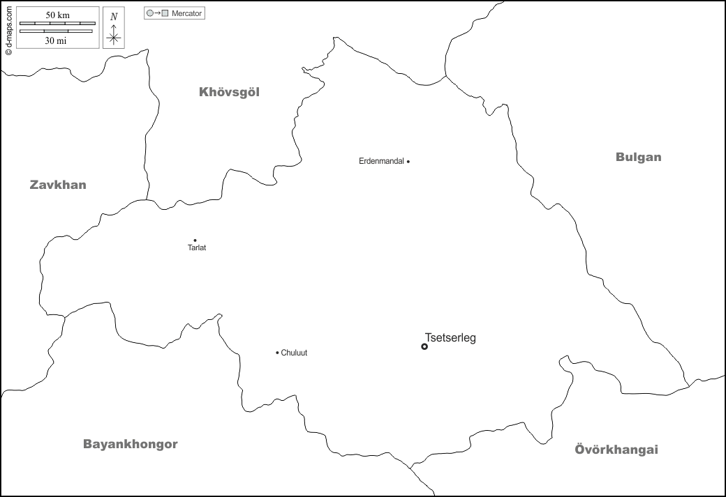 Arkhangai free map, free blank map, free outline map, free base map ...