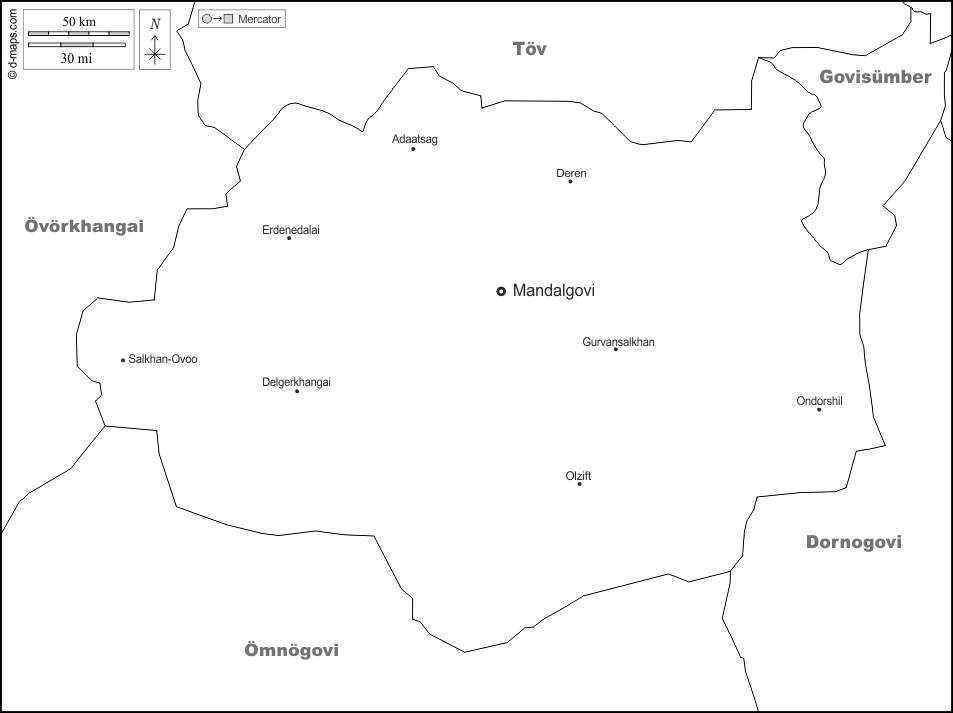 Dundgobi free map, free blank map, free outline map, free base map ...