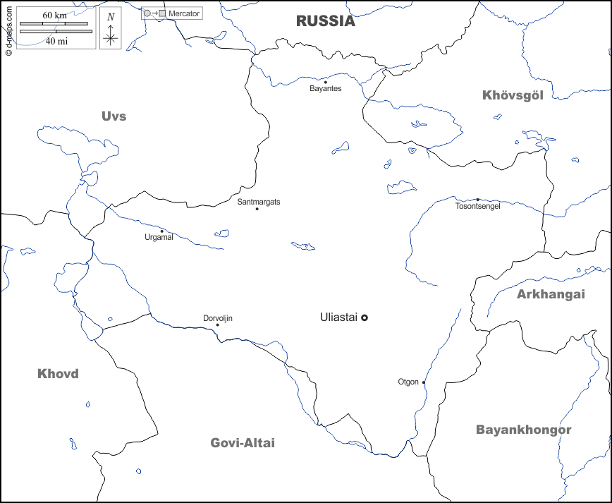 Zavkhan free map, free blank map, free outline map, free base map ...