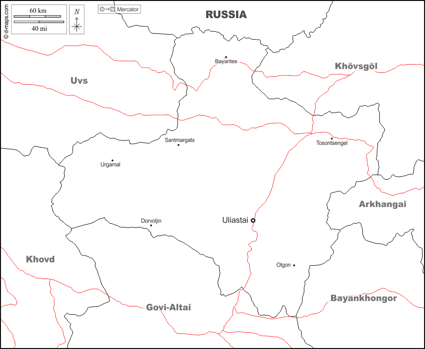 Zavkhan free map, free blank map, free outline map, free base map ...