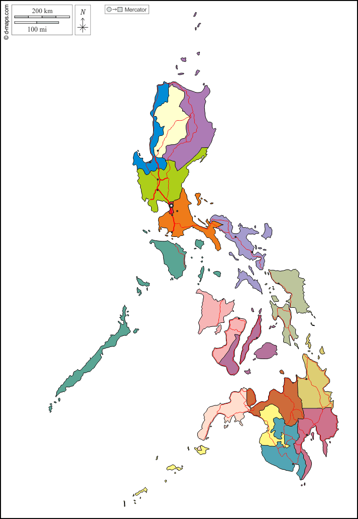 Philippine Map With Regions Outline
