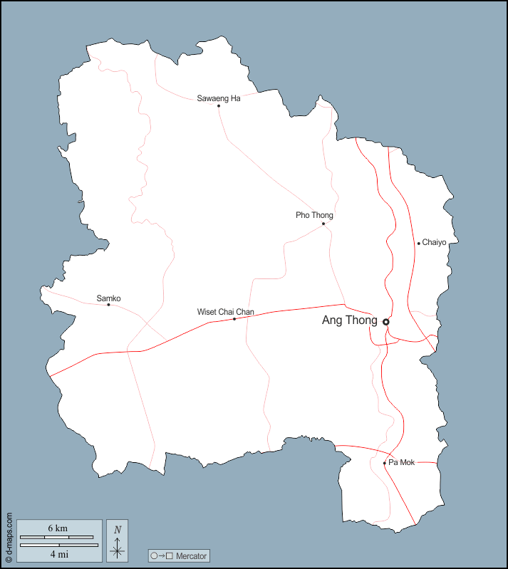 Ang Thong, d-maps.com: free map, free blank map, free outline map, free ...