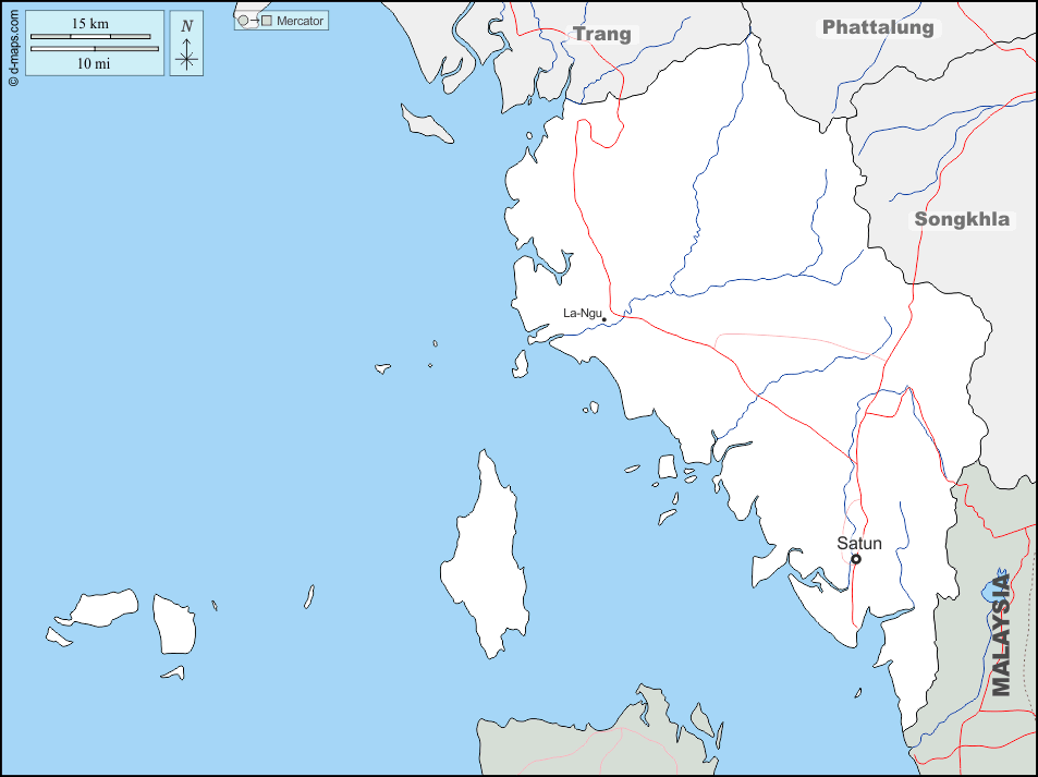 Satun free map, free blank map, free outline map, free base map ...