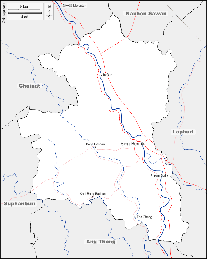 Sing Buri, d-maps.com: free map, free blank map, free outline map, free ...