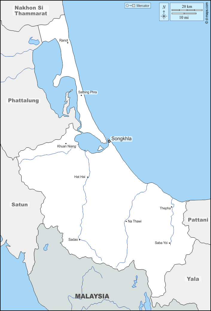 Songkhla carte géographique gratuite, carte géographique muette ...