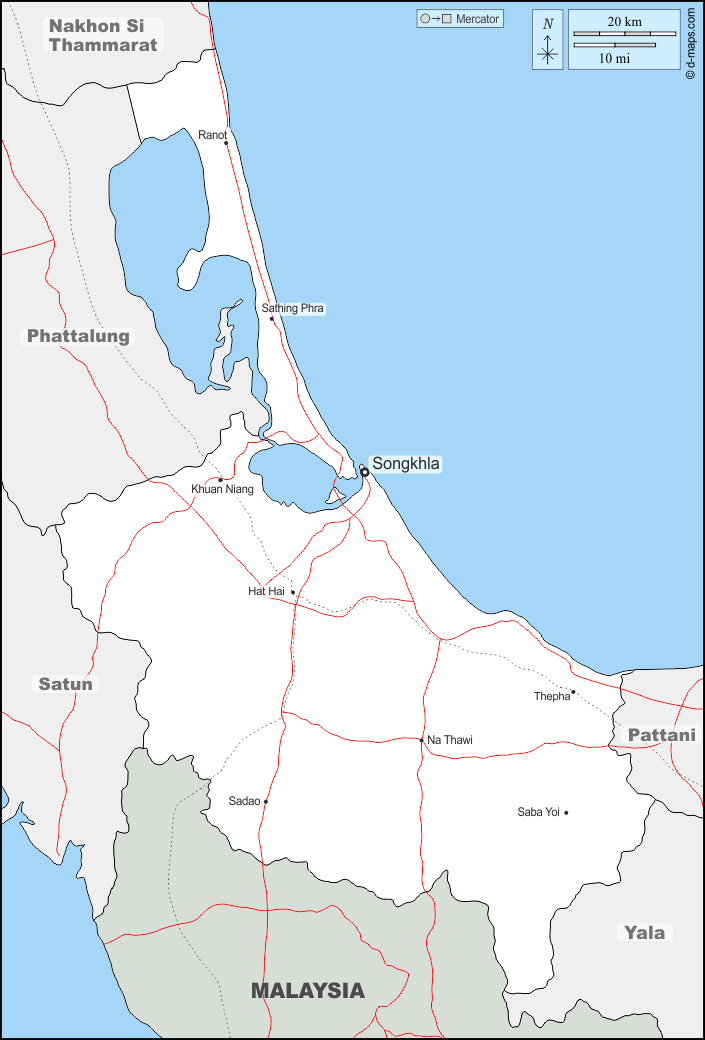 Songkhla, d-maps.com: free map, free blank map, free outline map, free ...