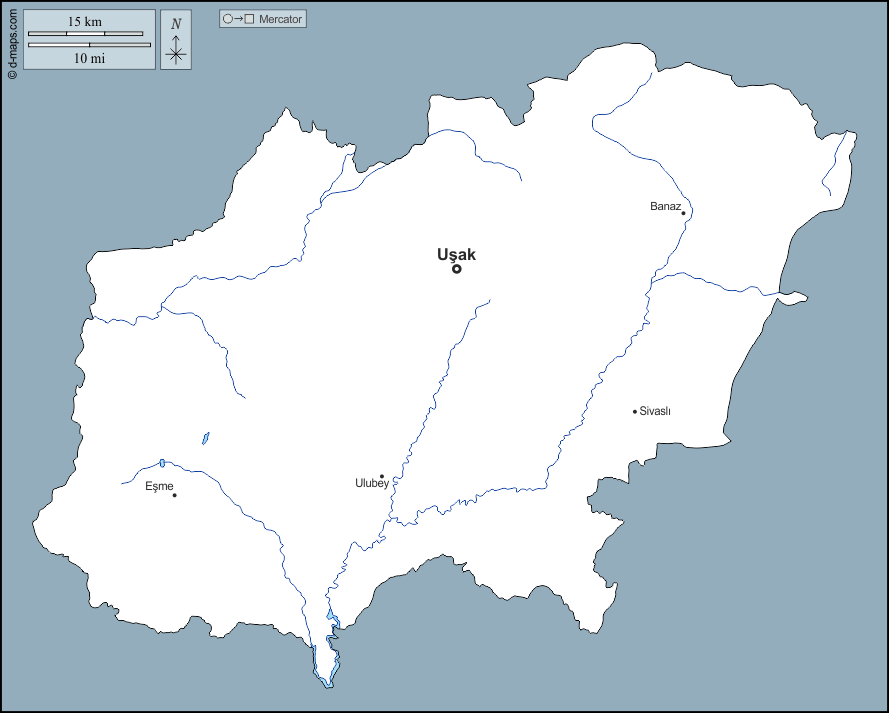 Uşak, d-maps.com: Kostenlose Karten, kostenlose stumme Karte ...