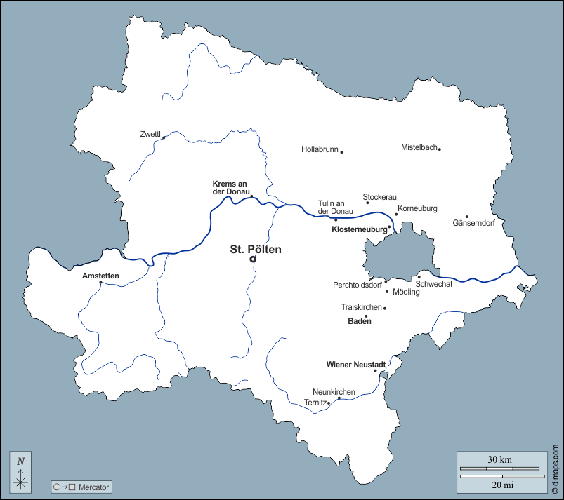 Lower Austria, d-maps.com: free map, free blank map, free outline map ...