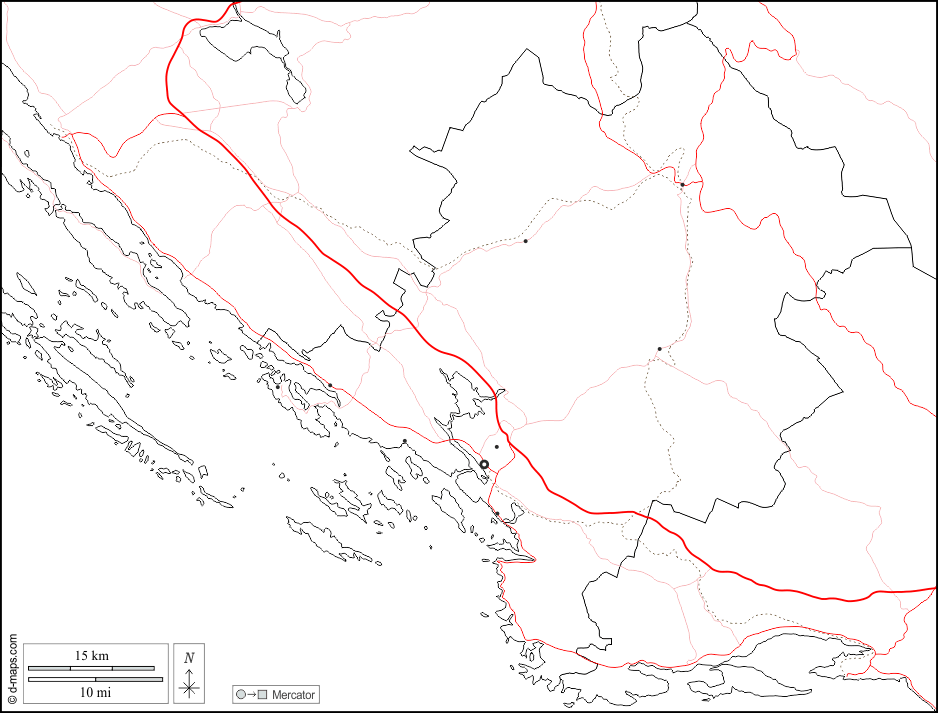 Šibenik-Knin Mapa gratuito, mapa mudo gratuito, mapa en blanco gratuito ...