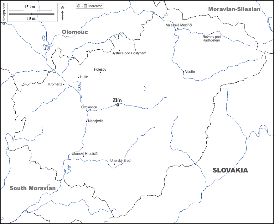 Zlín, d-maps.com: free map, free blank map, free outline map, free base ...